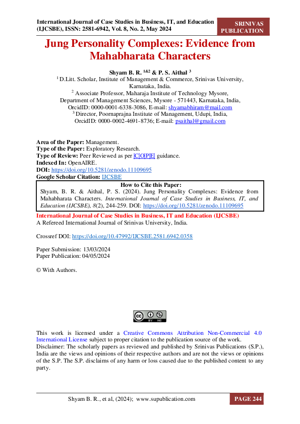 (PDF) Jung Personality Complexes- Evidence from Mahabharat Characters