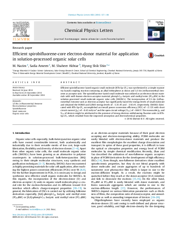 (PDF) Efficient spirobifluorene-core electron-donor material for ...