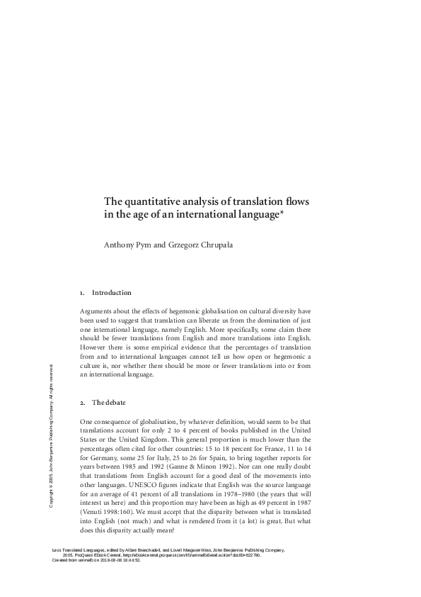 (PDF) The quantitative analysis of translation flows in the age of an ...