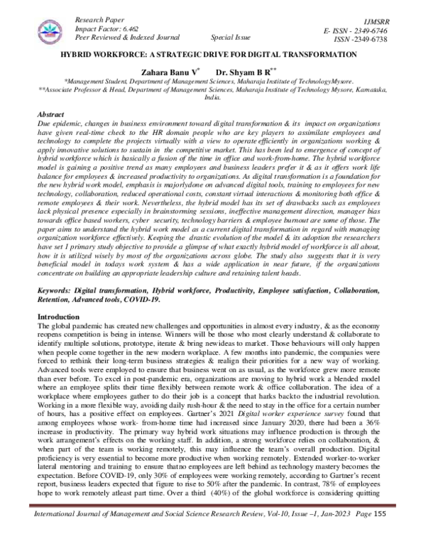 (PDF) Hybrid Workforce Strategic Drive for Digital Transformation