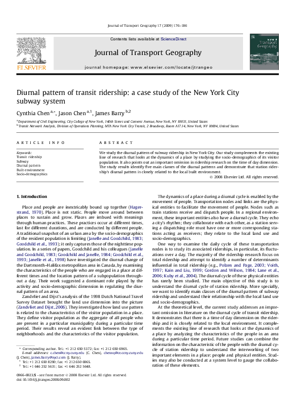 (PDF) Diurnal pattern of transit ridership: a case study of the New ...
