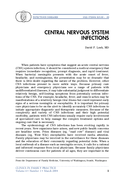 (PDF) Central nervous system infections