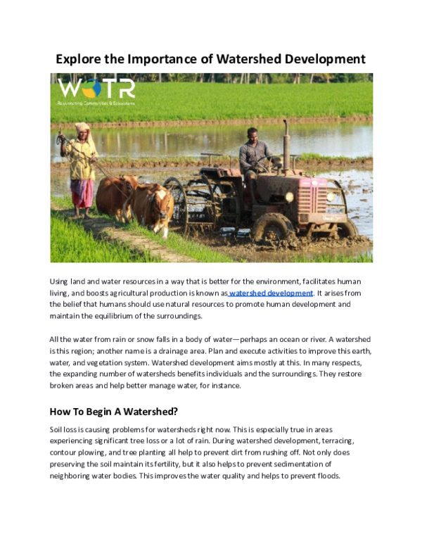 (PDF) Explore the Importance of Watershed Development