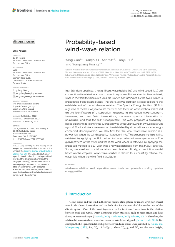 (PDF) Probability-based wind-wave relation