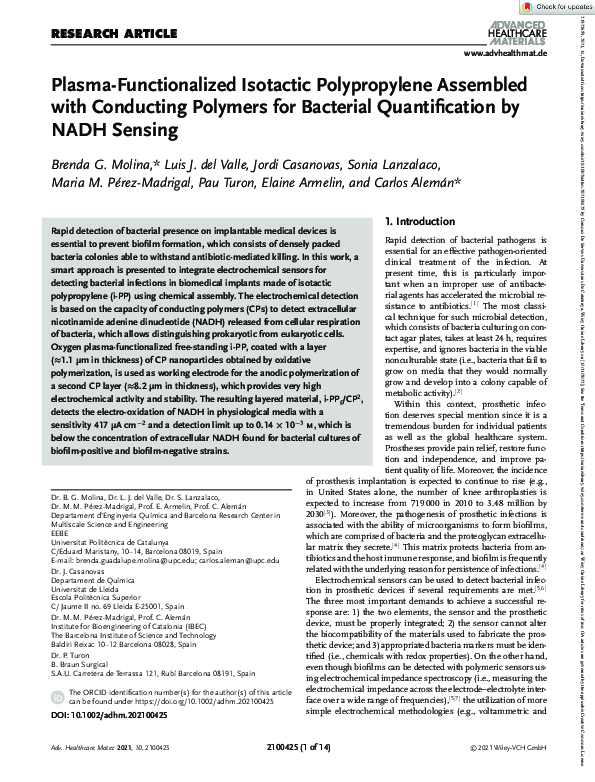 (PDF) Plasma‐Functionalized Isotactic Polypropylene Assembled with ...