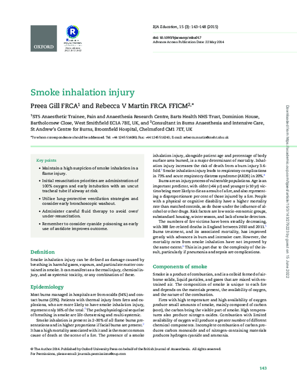 (PDF) Smoke inhalation injury
