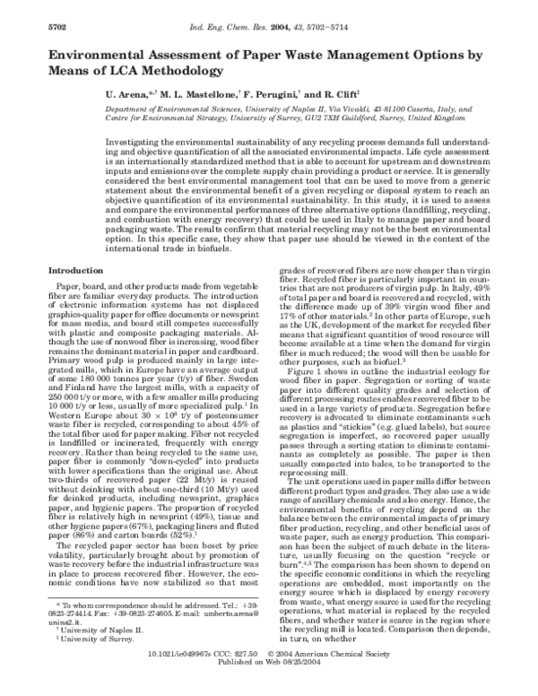 (PDF) Environmental Assessment of Paper Waste Management Options by ...
