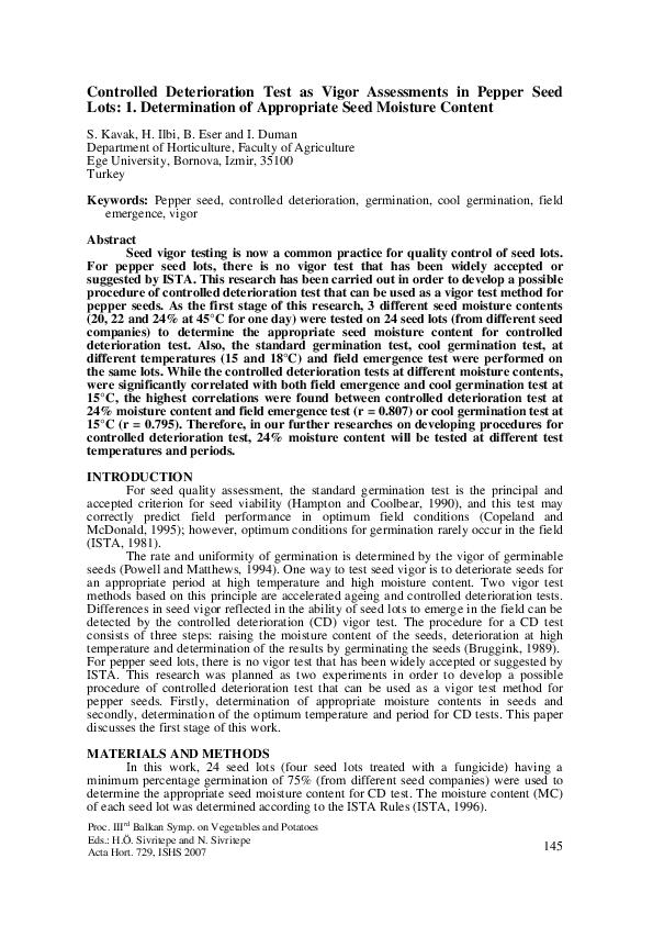 (PDF) Controlled Deterioration Test as Vigor Assessments in Pepper Seed ...