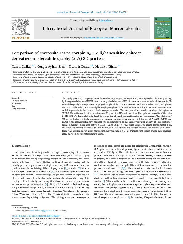 (PDF) Comparison of composite resins containing UV light-sensitive chitosan derivatives in ...