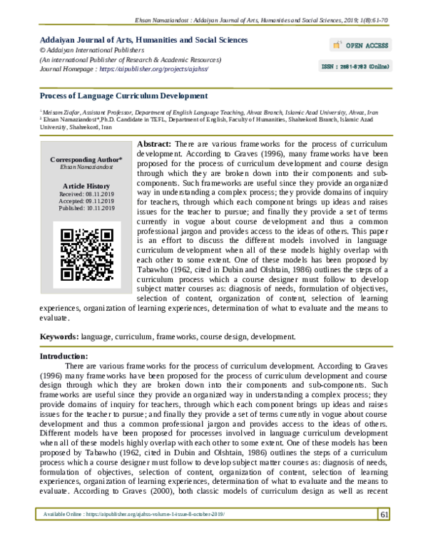 (PDF) Process of Language Curriculum Development