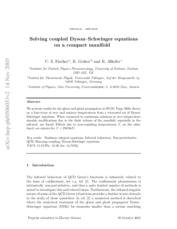 (PDF) Solving coupled Dyson–Schwinger equations on a compact manifold