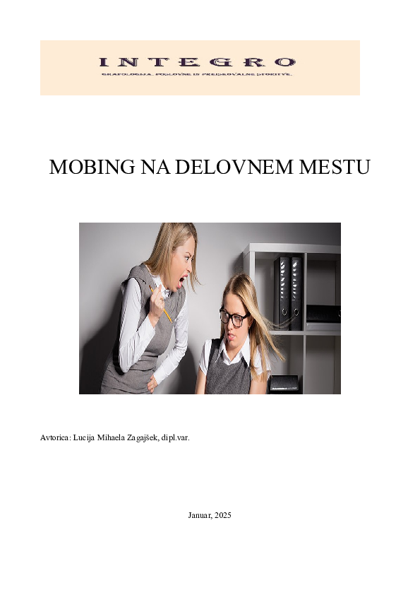 (PDF) Mobing na delovnem mestu