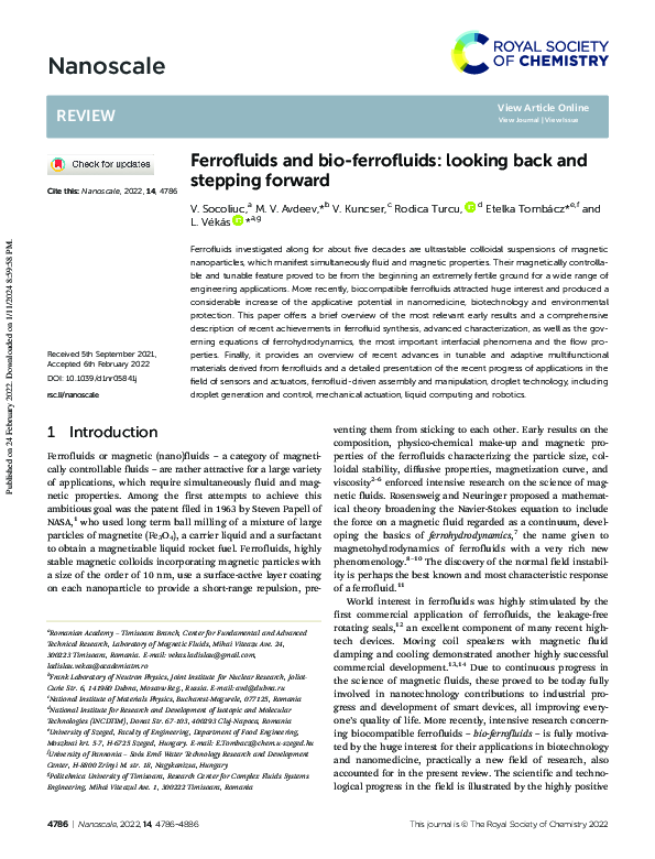 (PDF) Ferrofluids and bio-ferrofluids: looking back and stepping forward