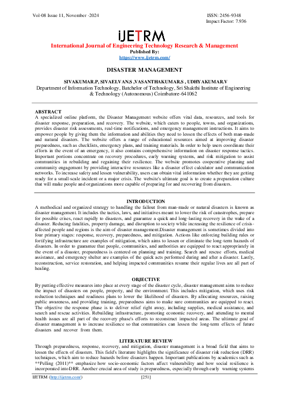(PDF) DISASTER MANAGEMENT