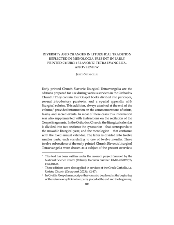 (PDF) Diversity and Changes in Liturgical Tradition reflected in ...