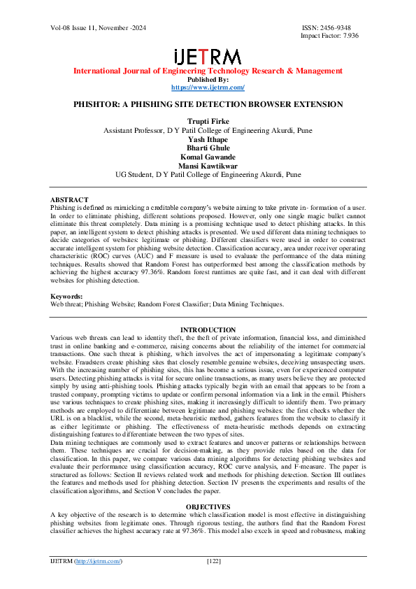 (PDF) PHISHTOR: A PHISHING SITE DETECTION BROWSER EXTENSION