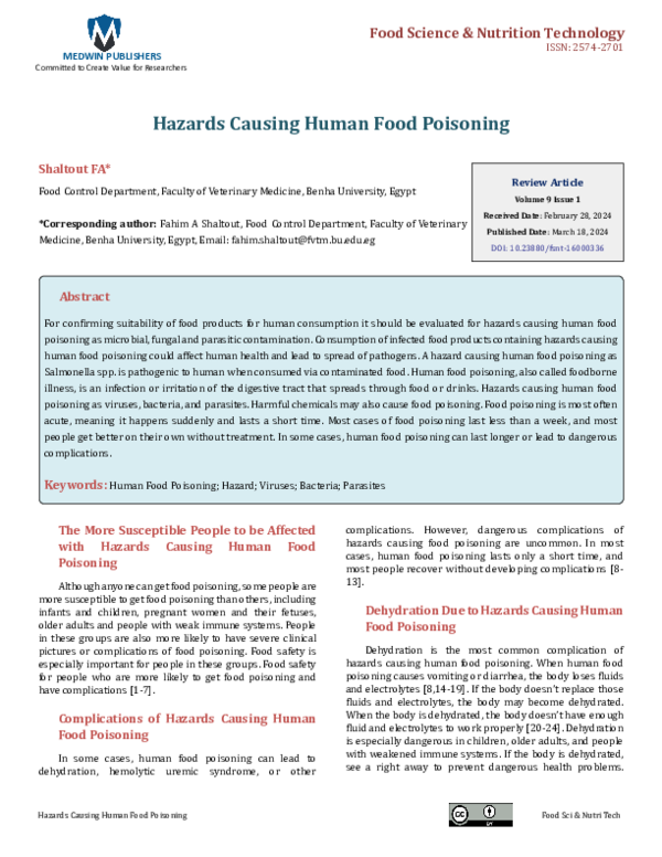 (PDF) Hazards Causing Human Food Poisoning