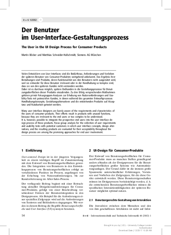 (PDF) Der Benutzer im User Interface-Gestaltungsprozess (The User in the UI Design Process for ...