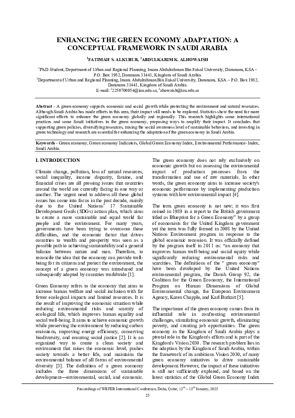 (PDF) Green Economy Adaptation in Saudi Arabia