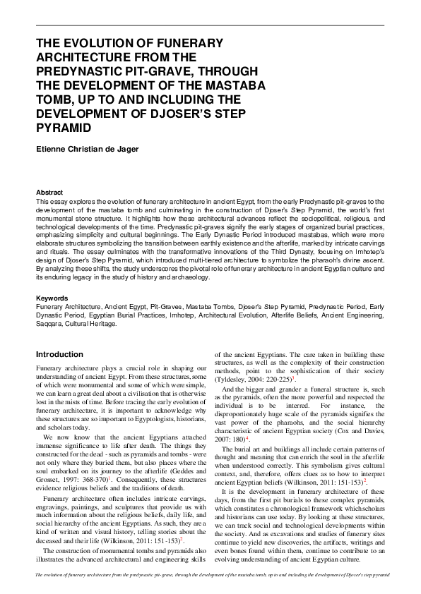 (PDF) THE EVOLUTION OF FUNERARY ARCHITECTURE FROM THE PREDYNASTIC PIT ...