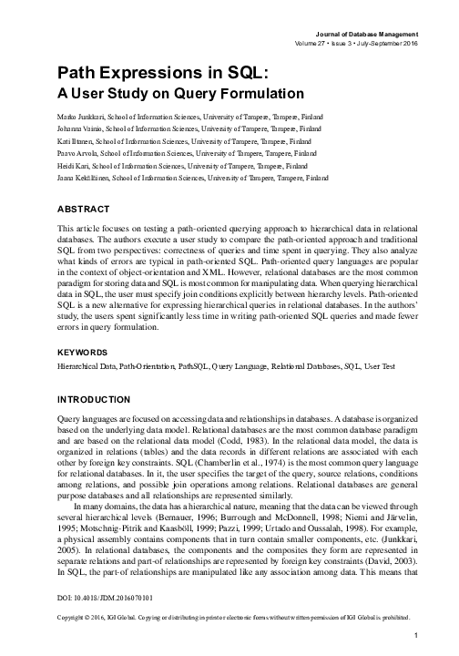 (PDF) Path Expressions in SQL