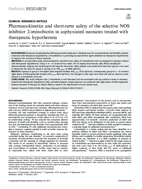 (PDF) Pharmacokinetics and short-term safety of the selective NOS ...