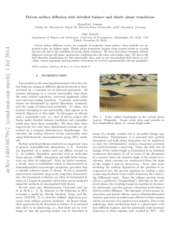 (PDF) Driven surface diffusion with detailed balance and elastic phase transitions