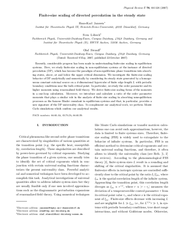 (PDF) Finite-size scaling of directed percolation in the steady state