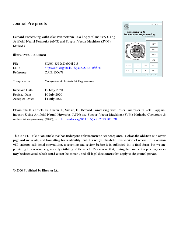 Pdf Demand Forecasting With Color Parameter In Retail Apparel