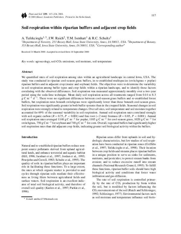 (PDF) Soil respiration within riparian buffers and adjacent crop fields