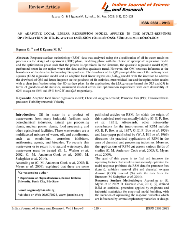 (PDF) AN ADAPTIVE LOCAL LINEAR REGRESSION MODEL APPLIED IN THE MULTI ...