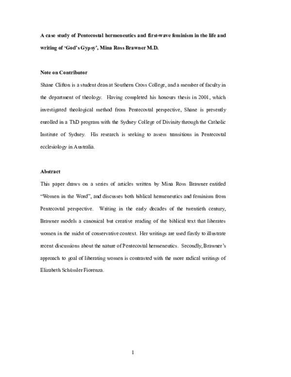 (PDF) 01 Pentecostal hermeneutics and first-wave feminism: Mina Ross ...