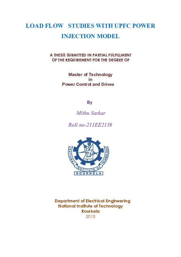(PDF) Load flow studies with UPFC power injection model