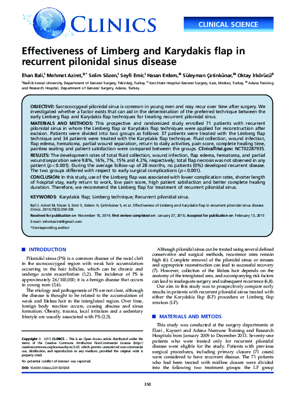 (PDF) Effectiveness of Limberg and Karydakis flap in recurrent ...