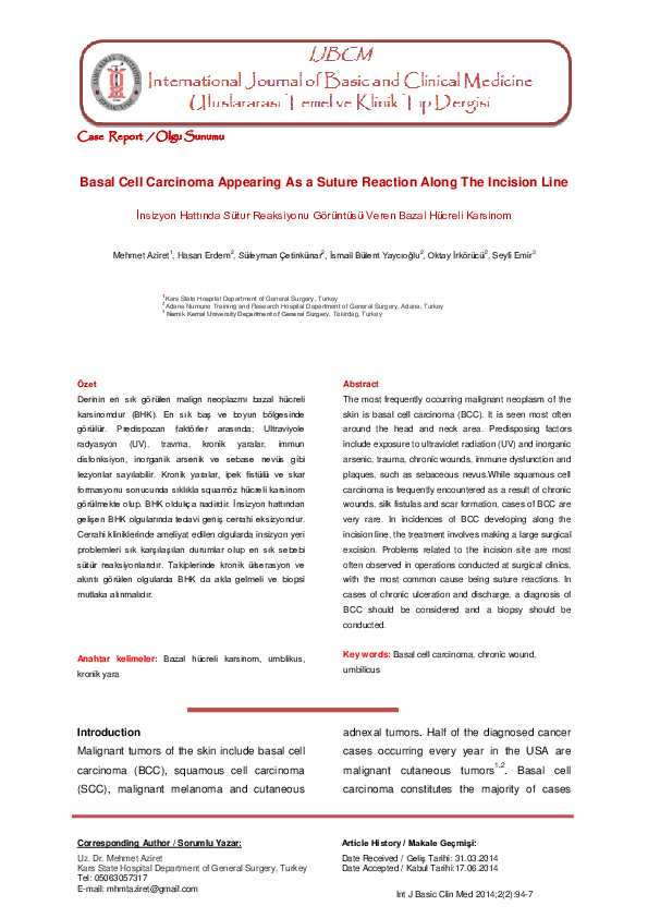 (PDF) Basal Cell Carcinoma Appearing As A Suture Reaction Along The ...