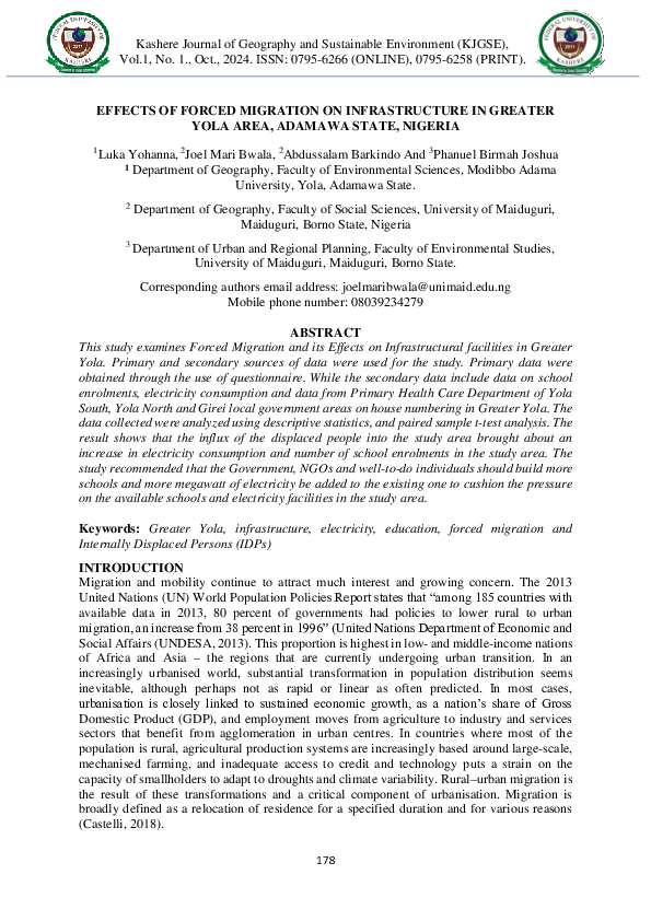 (PDF) Effects of Forced Migration on Infrastructure in Greater Yola ...