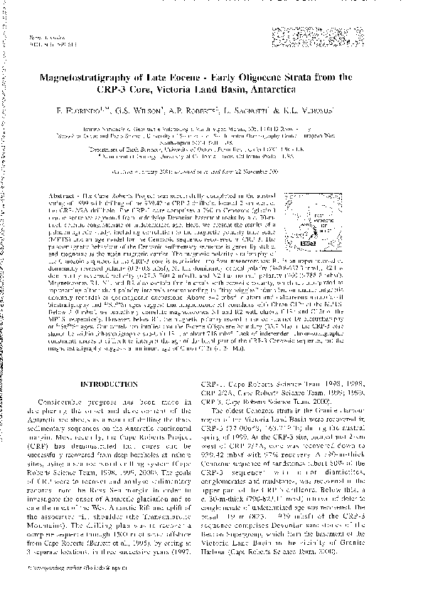 (PDF) Magnetostratigraphy of Late Eocene - Early Oligocene Strata From ...