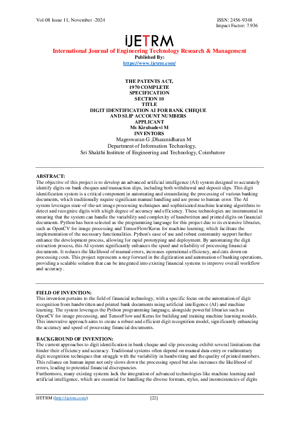 (PDF) THE PATENTS ACT, 1970 COMPLETE SPECIFICATION SECTION 10 TITLE ...