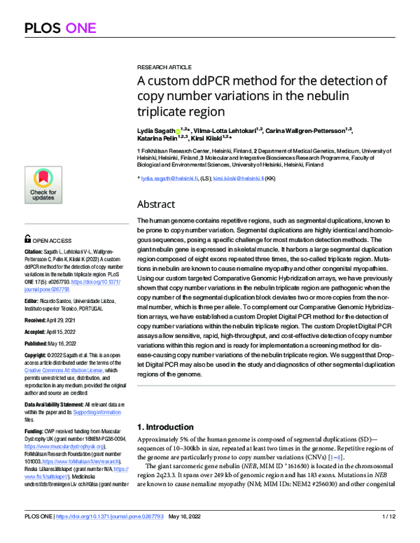 (PDF) A custom ddPCR method for the detection of copy number variations ...