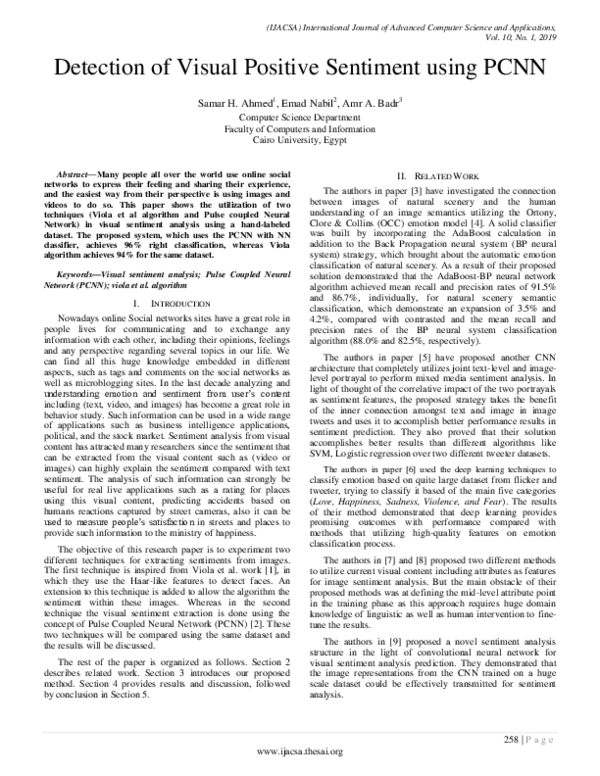 (PDF) Detection of Visual Positive Sentiment using PCNN