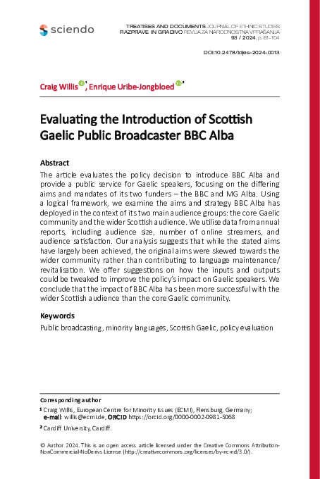 (PDF) Evaluating the Introduction of Scottish Gaelic Public Broadcaster ...
