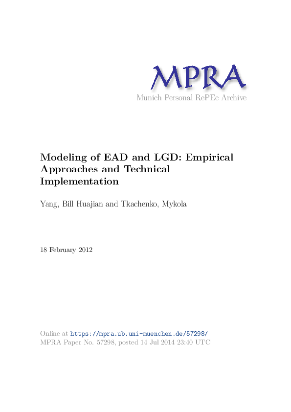 (PDF) Overview of LGD and EAD Modelling Methodologies 2 . 1 LGD ...