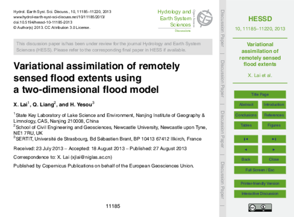 (PDF) Variational assimilation of remotely sensed flood extents using a ...