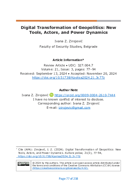 (PDF) Digital Transformation of Geopolitics: New Tools, Actors, and ...