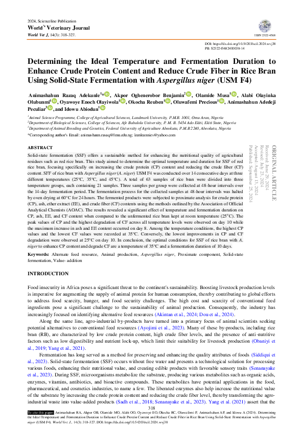 (PDF) Determining the Ideal Temperature and Fermentation Duration to Enhance Crude Protein ...