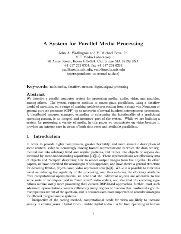 (PDF) A system for parallel media processing