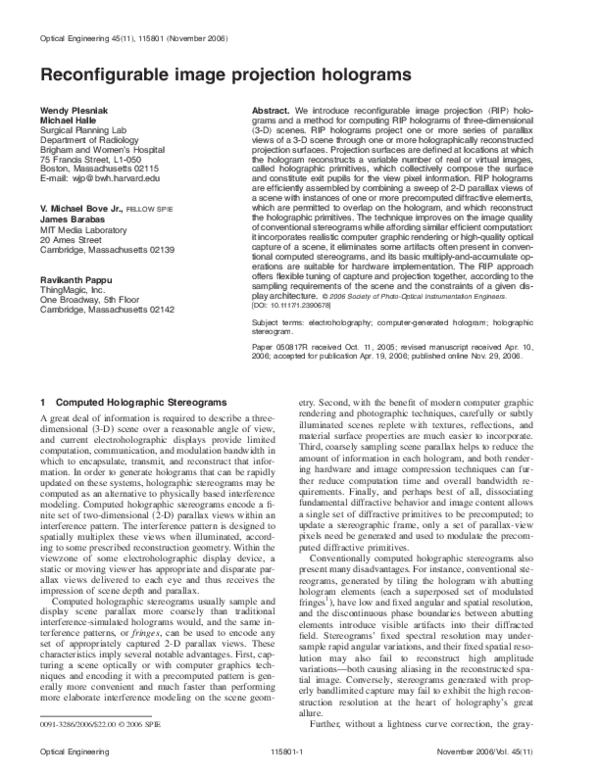 (PDF) Reconfigurable image projection holograms