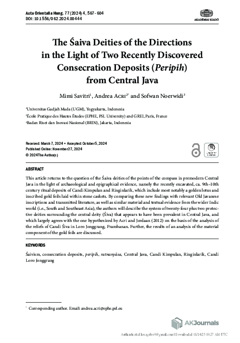 (PDF) 2024. Savitri – Acri – Noerwidi: The Śaiva Deities of the ...