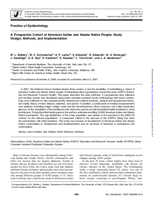 (PDF) A Prospective Cohort of American Indian and Alaska Native People: Study Design, Methods ...