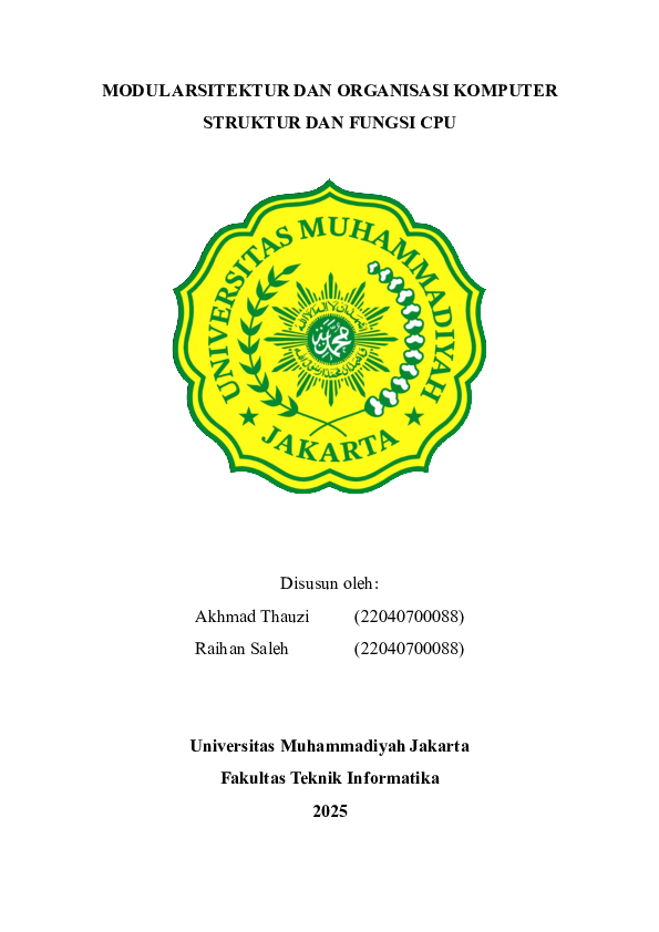 (PDF) MODUL Arsitektur dan Organisasi Struktur dan Fungsi CPU